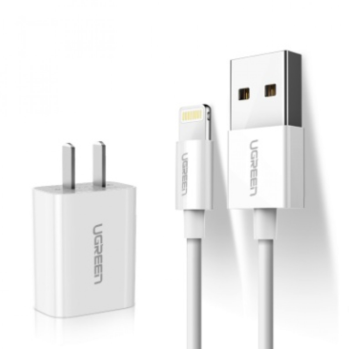 充电器 绿联 CD143 单口USB充电器+USB 2.0转Lightning数据线套装 白色 50907